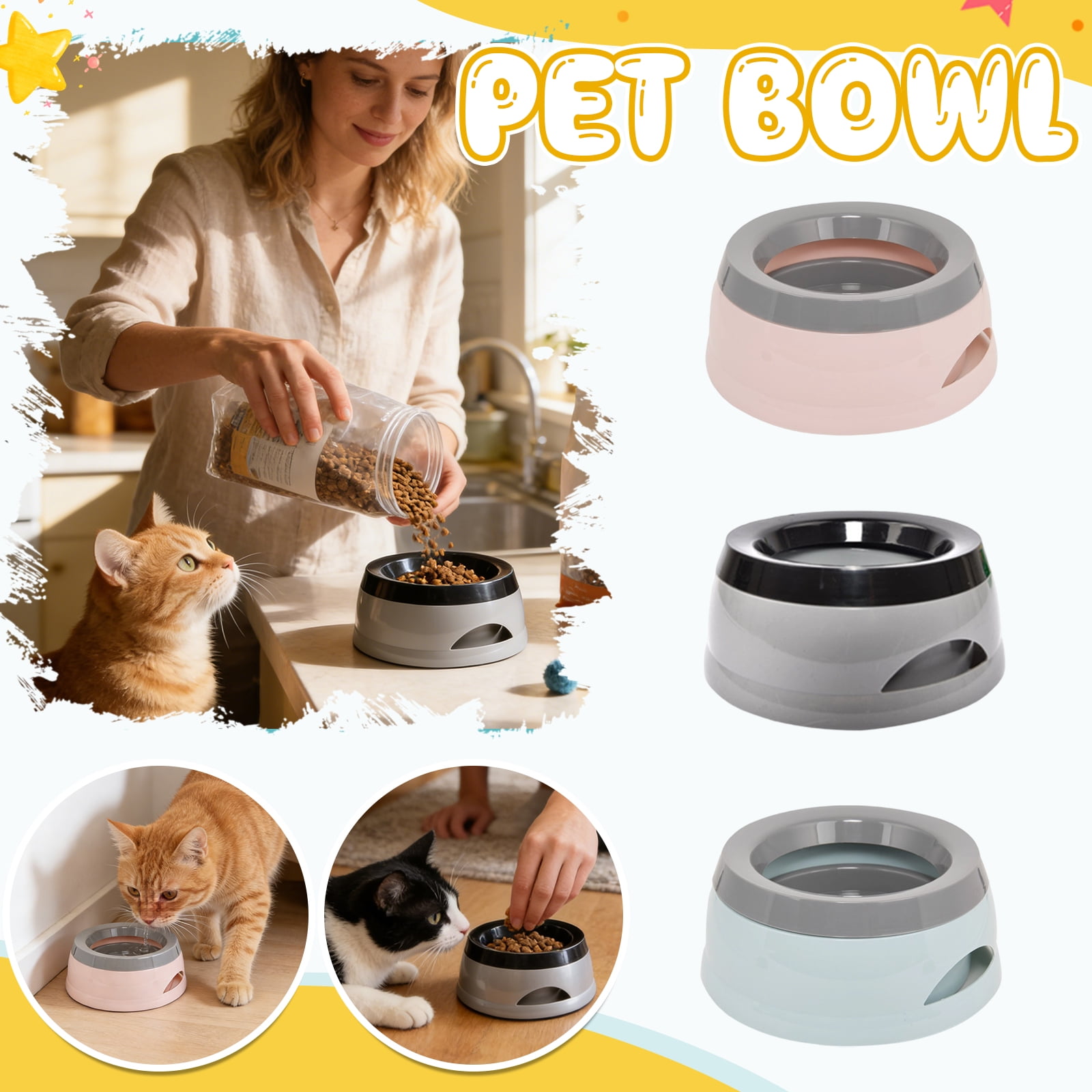 25oz Slow Drink Dog Water Bowl & Eat Bowl, No Spill Water Bowl for Dogs ...