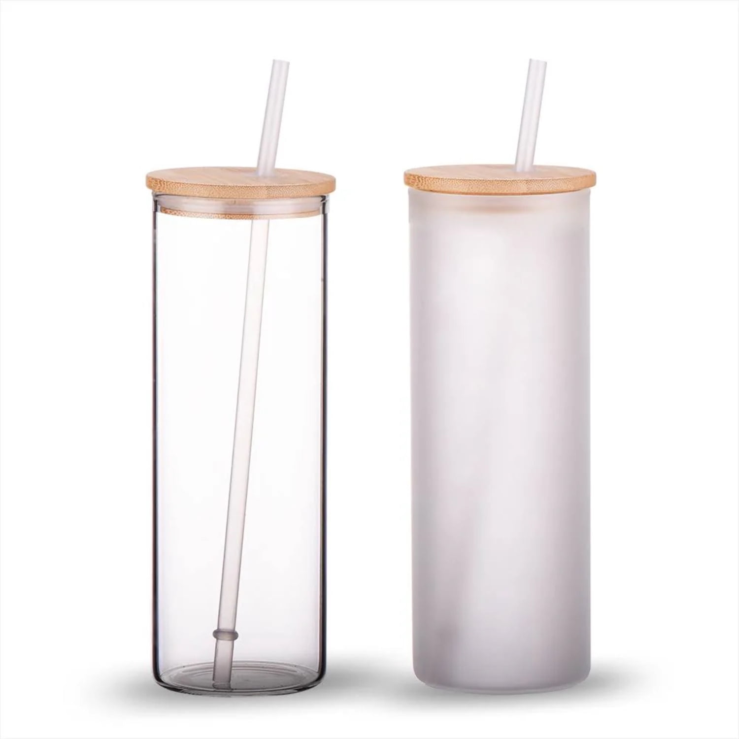 25oz Sublimation Blank Glass Tumbler Bamboo Lids (Clear or Frosted ...
