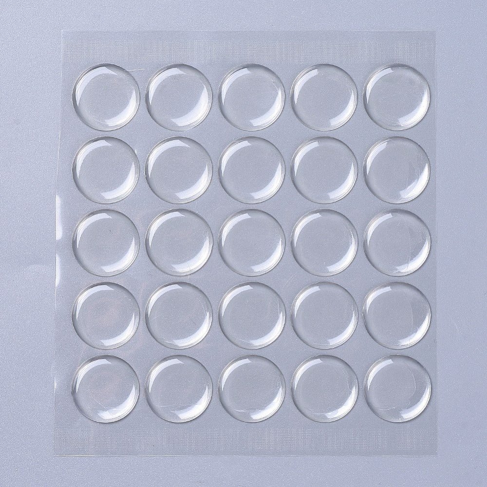 25pc Plastic Clear Cabochons Epoxy Sticker Round Clear 25.4x1.9mm ...