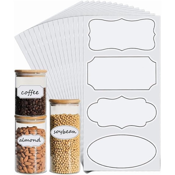 25pc Self-Adhesive Blank Sticker Mixed Shapes White 175x85x0.1mm ...