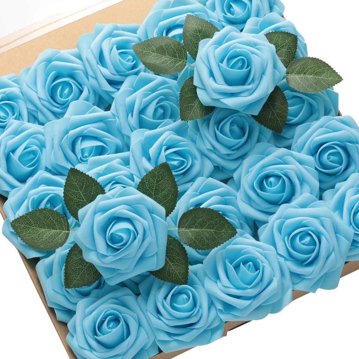 25pc Sky Blue Artificial Roses - Perfect for Valentine's, DIY Wedding ...