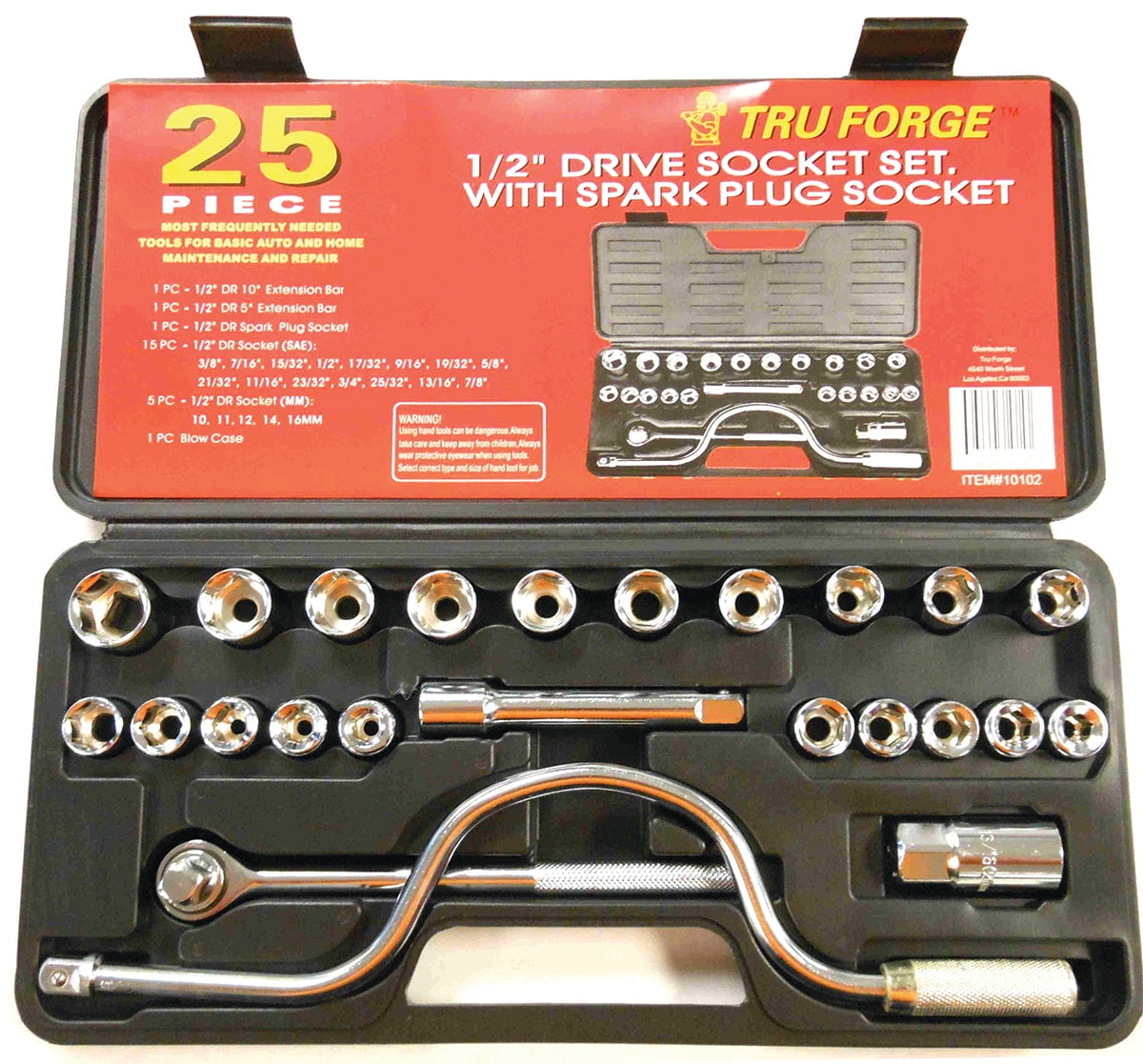 25pc Socket set 1/2"DR SAE & Metric with Storage Case - Walmart.com