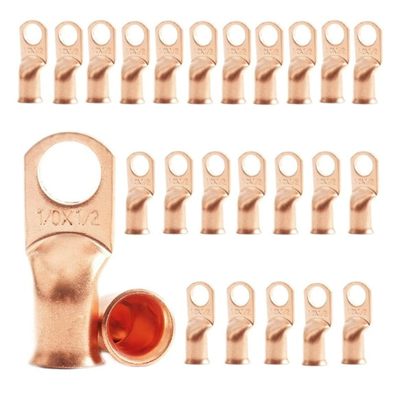 JUNCHI-25pcs 1/0 AWG-1/2(M12) Battery Lugs,Ring Terminals,Terminal ...