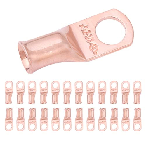 25pcs 2 AWG 3/8" Stud Battery Lugs, Ring Terminals, Heavy Duty Copper ...