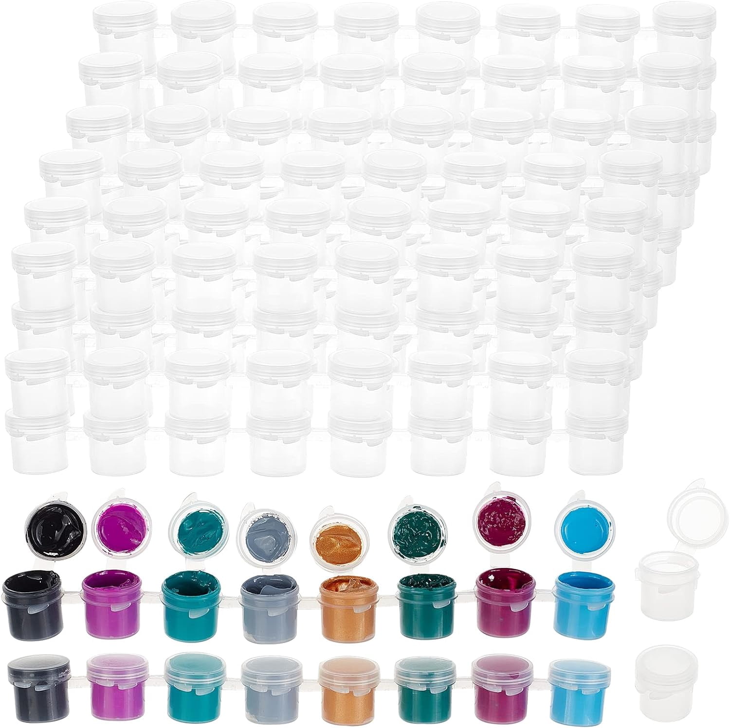 25pcs 200 Pots Empty Paint Pots Strips 5ml/ 0.17 oz Mini Clear Storage ...