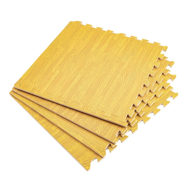 25pcs 24x24in Puzzle Mat Interlocking Foam Tiles, 10mm Thick Wood Grain ...