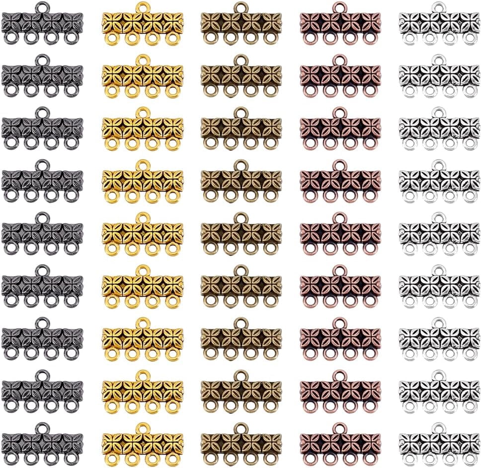 25pcs 5 Colors Slide Clasps 4 Strands Jewellery Connectors Necklace ...