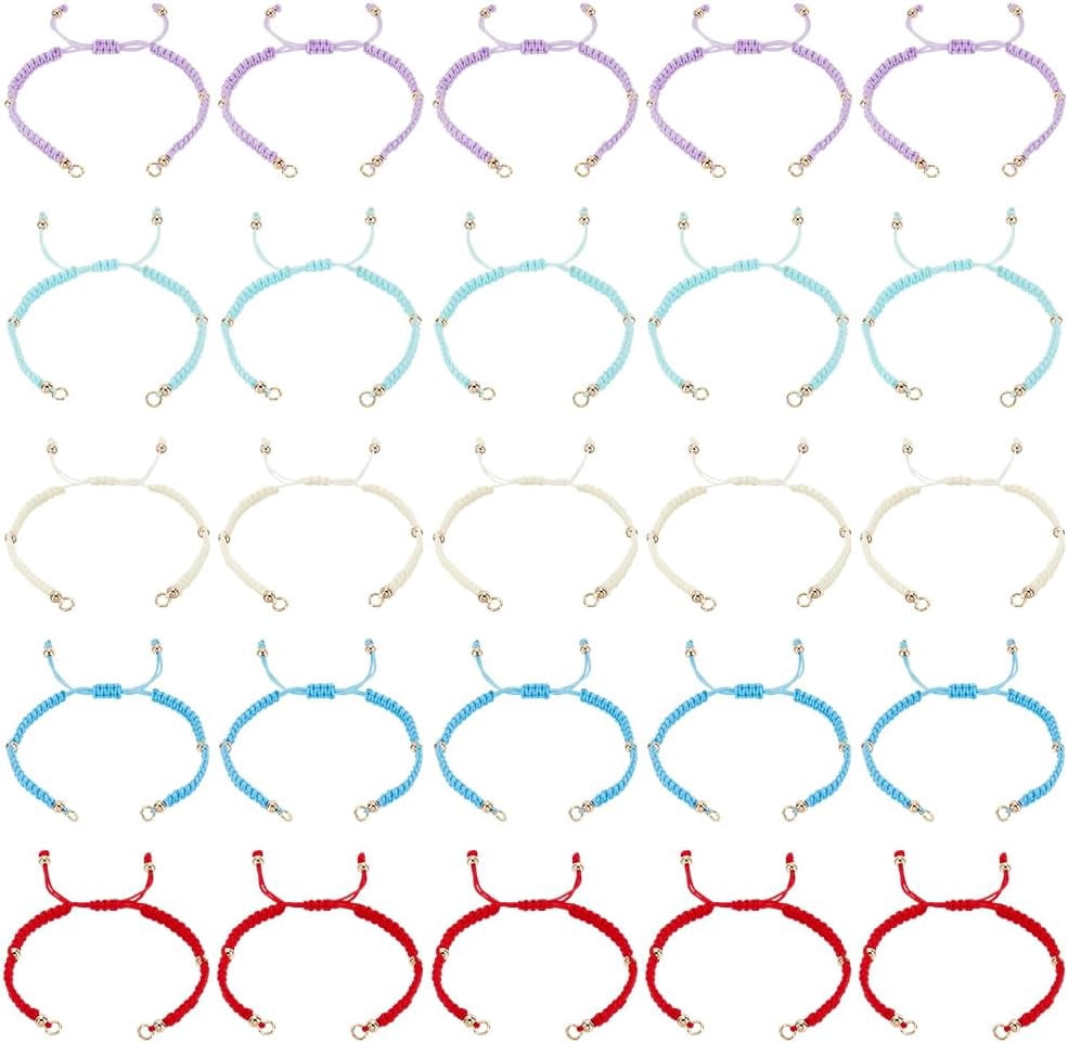 25pcs 5 Colors Twisted Cord Bracelets Semi Finished Bracelet Adjustable ...