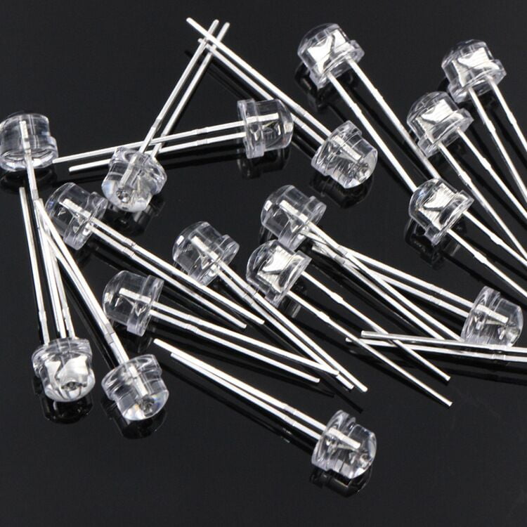 25pcs 5mm Diameter Transparent Straw Hat LED Diode Lights Electronics ...