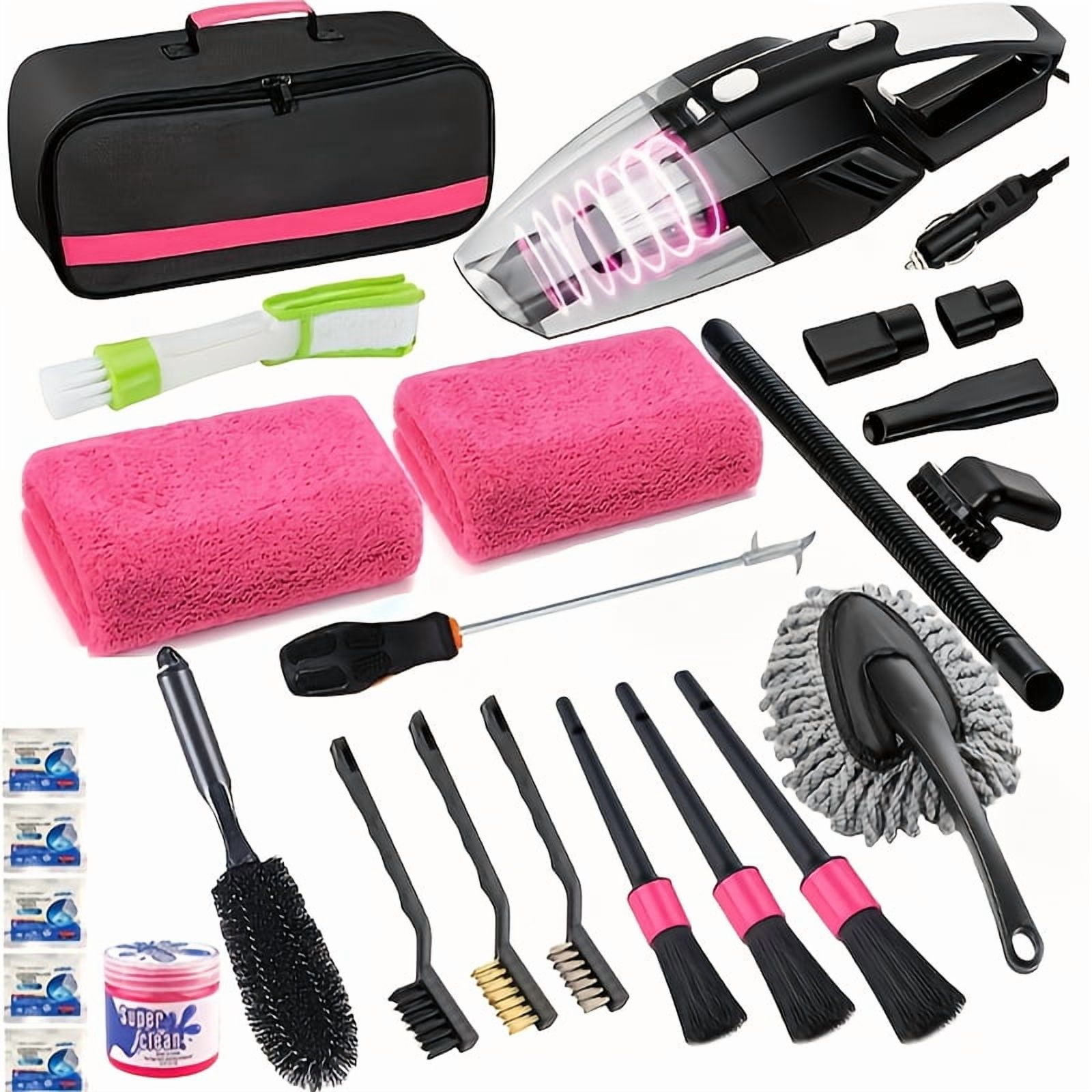 25pcs All-in-One Car Cleaning & Detailing Kit with Handheld Vacuum ...