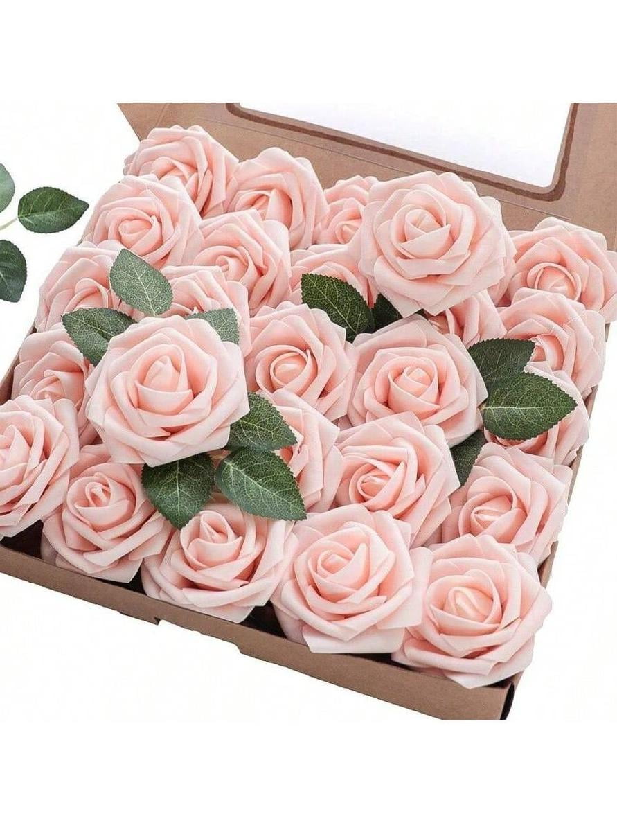 25pcs Artificial Foam Roses Ivory DIY Wedding Bouquets Centerpieces ...