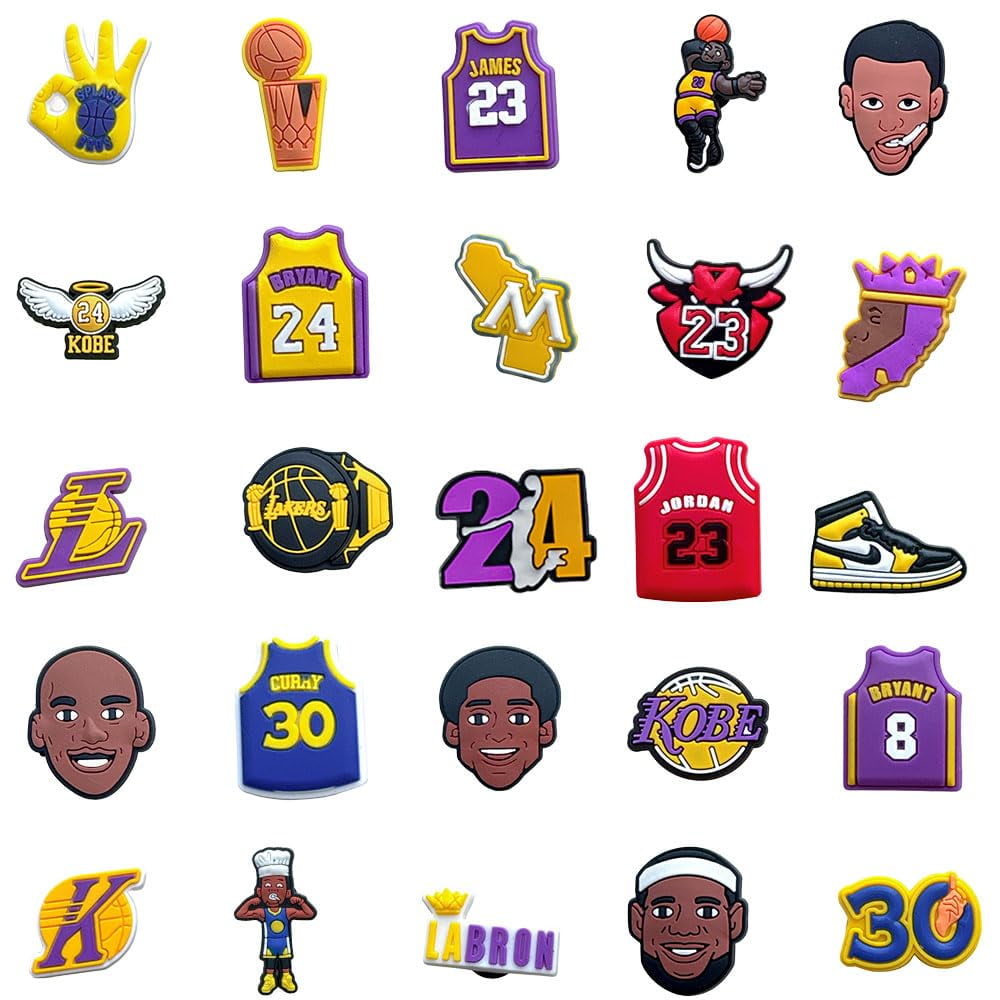 25pcs Basketball Shoe NBA Charms Set – PVC Sport-Themed Croc ...