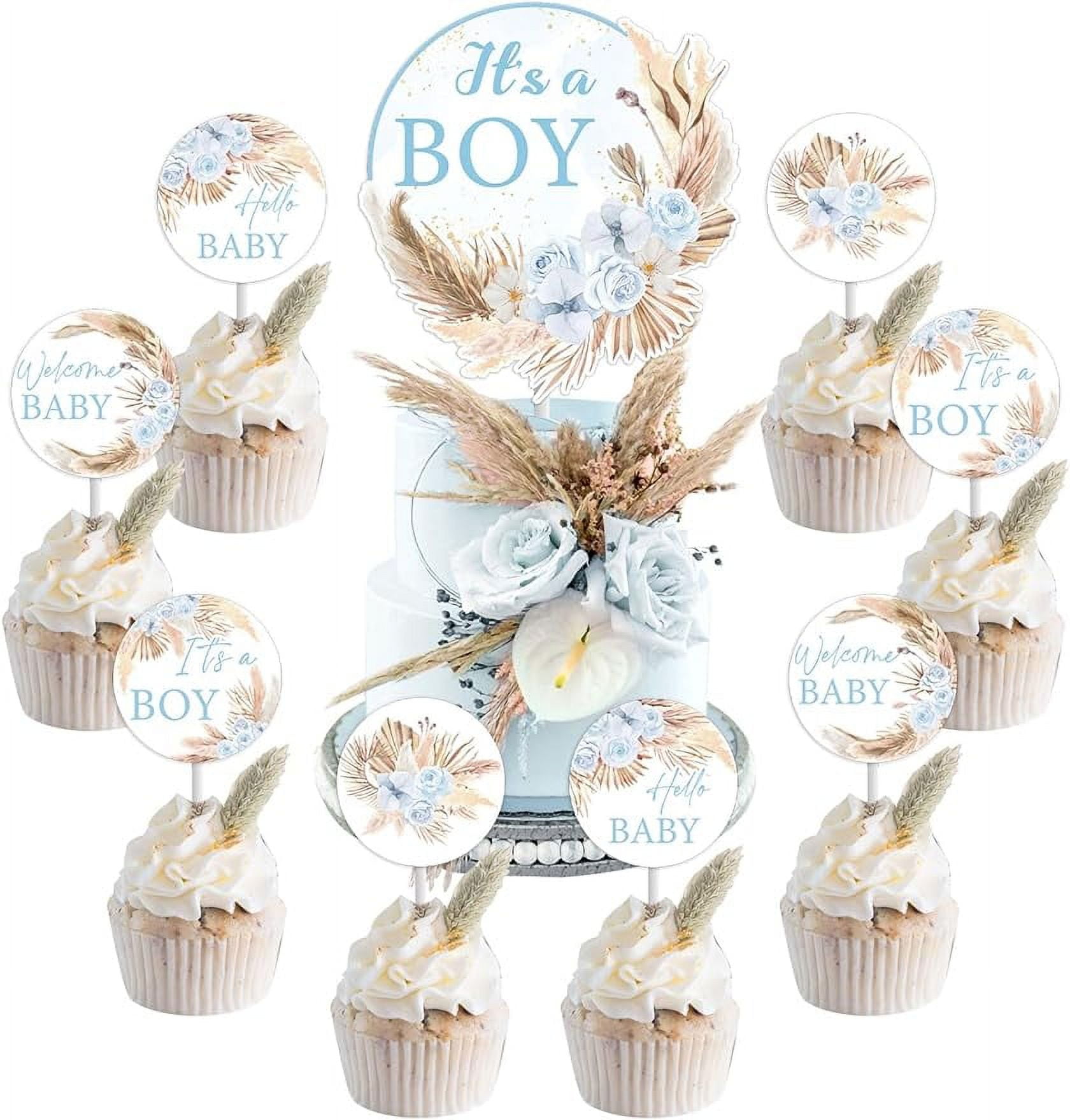 Blue Boho Baby Shower Cake Topper, by Funmemoir (25 Count) - Walmart.com