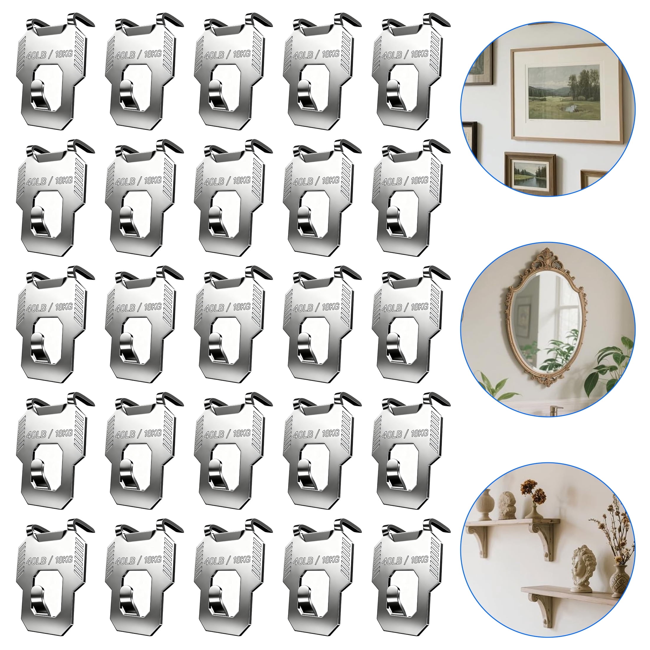 25pcs Drywall Picture Hangers, EEEkit Heavy Duty Wall Hooks for Frames ...