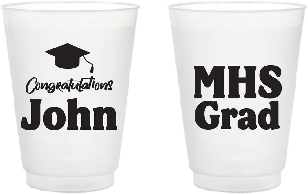 25pcs Frosted Plastic Cups, Congratulation Frosted Cups for Graduates ...