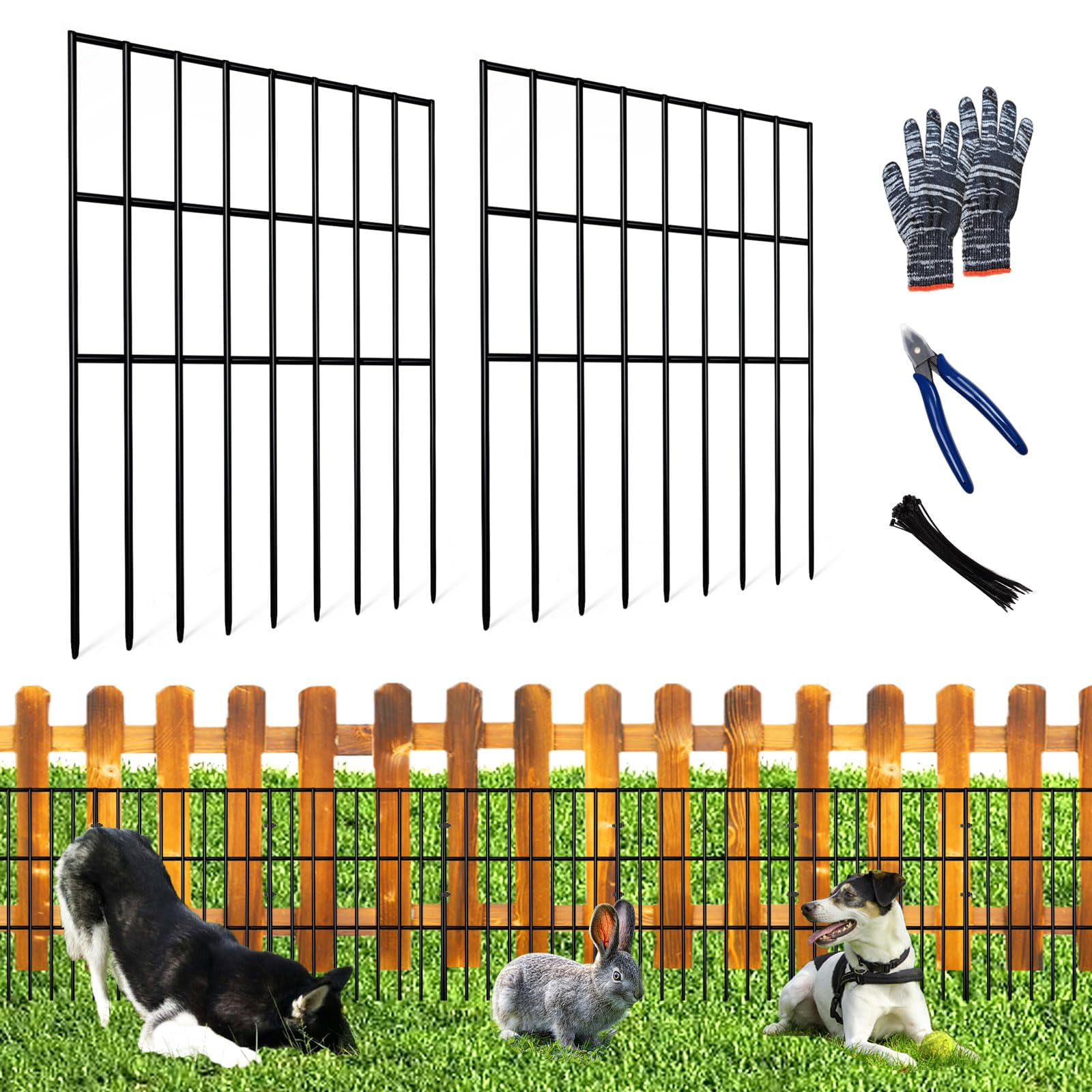 25pcs Garden Fence Animal Barrier 27ft(L) X 17in(H) No Dig Barrier ...