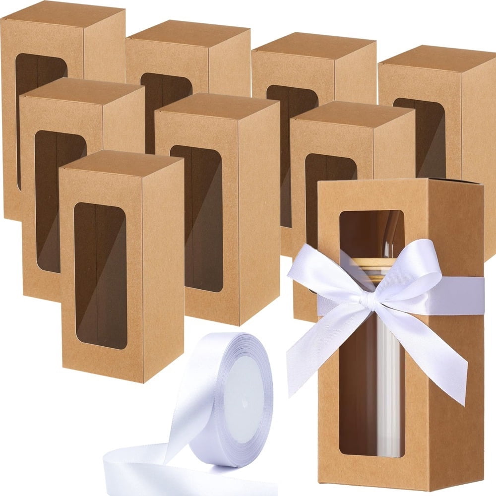 25pcs Gift Boxes with 1roll 24 Yard White Ribbon for Sublimation Glass ...