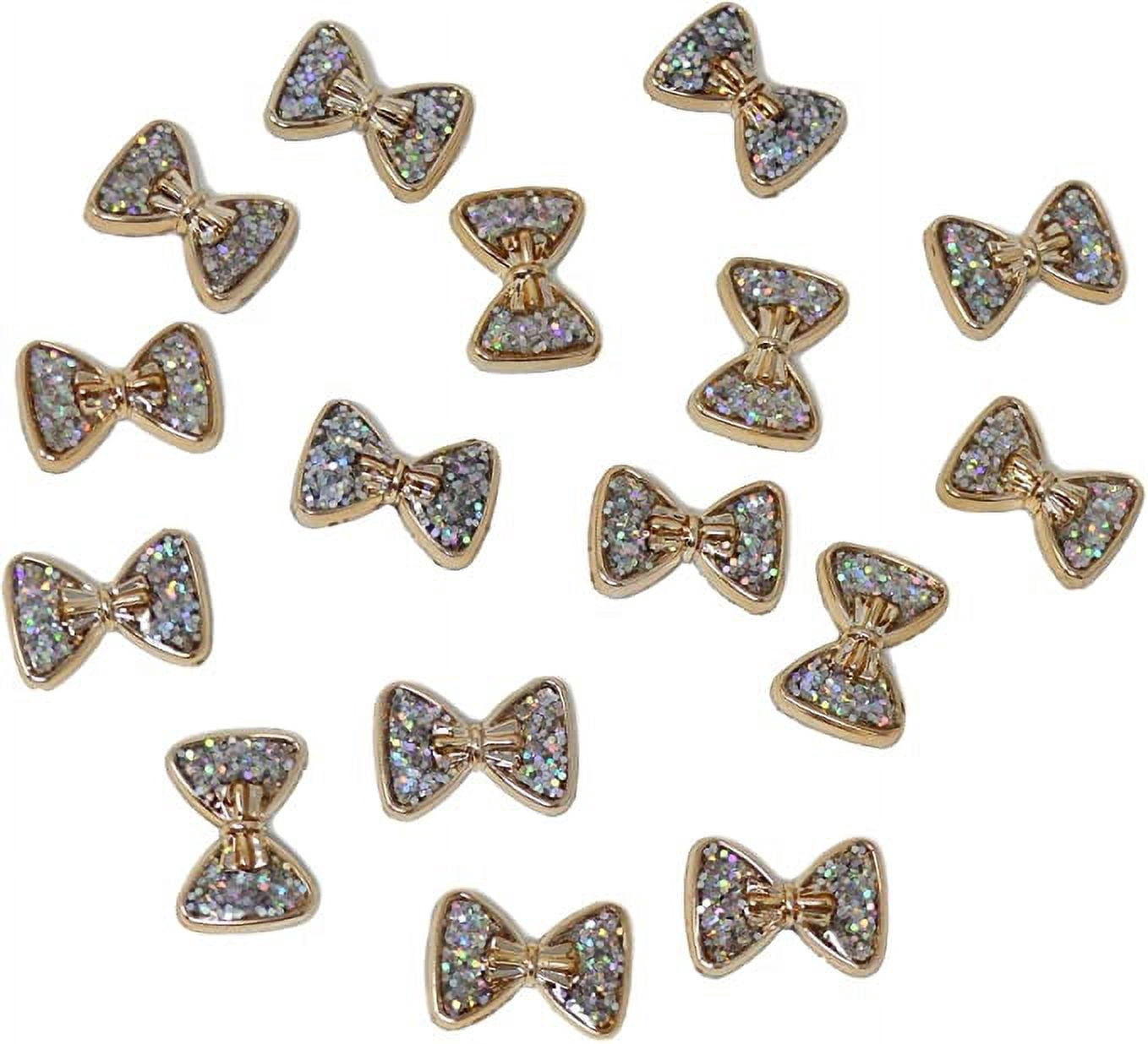 25pcs Gold Resin Bows Cabochons With Iridescent Glitter Sparkle Dots ...