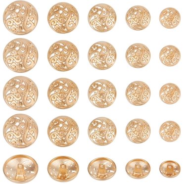 20pcs 1Inch Brass Flat Round Buttons Metal Buttons with Shank for ...