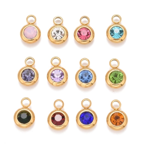 25pcs Ion Plating(IP) 304 Stainless Steel Pendants with K9 Rhinestone ...