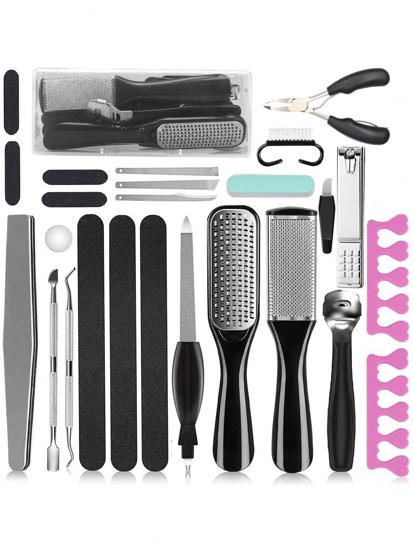 25pcs Manicure & Pedicure Nail Care Set With Foot Rasp & Callus Remover ...