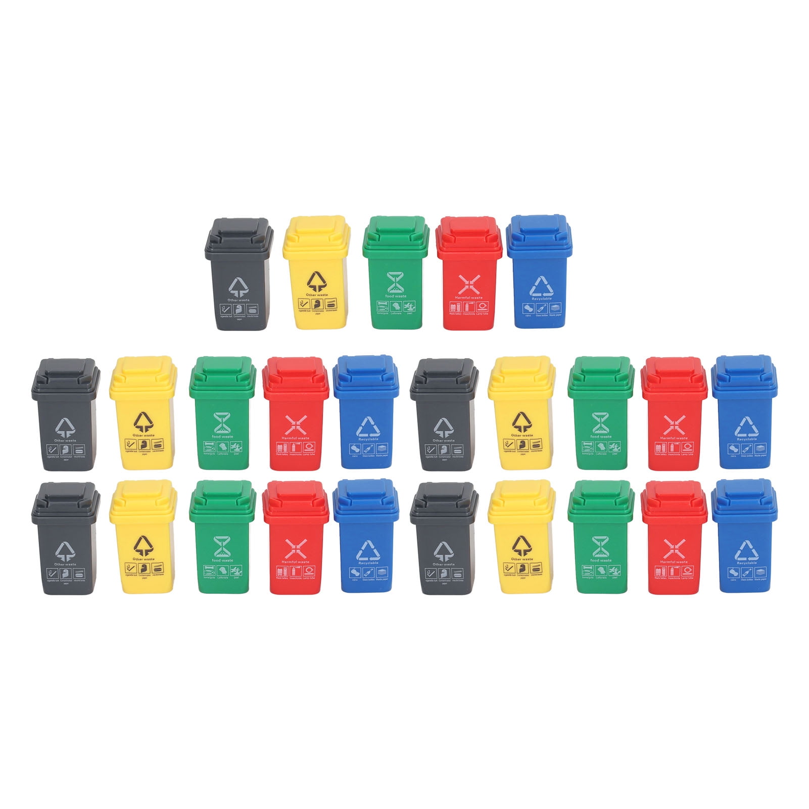 25pcs Mini Trash Can Toy Tiny Size Mix Color Plastic Curbside Garbage ...