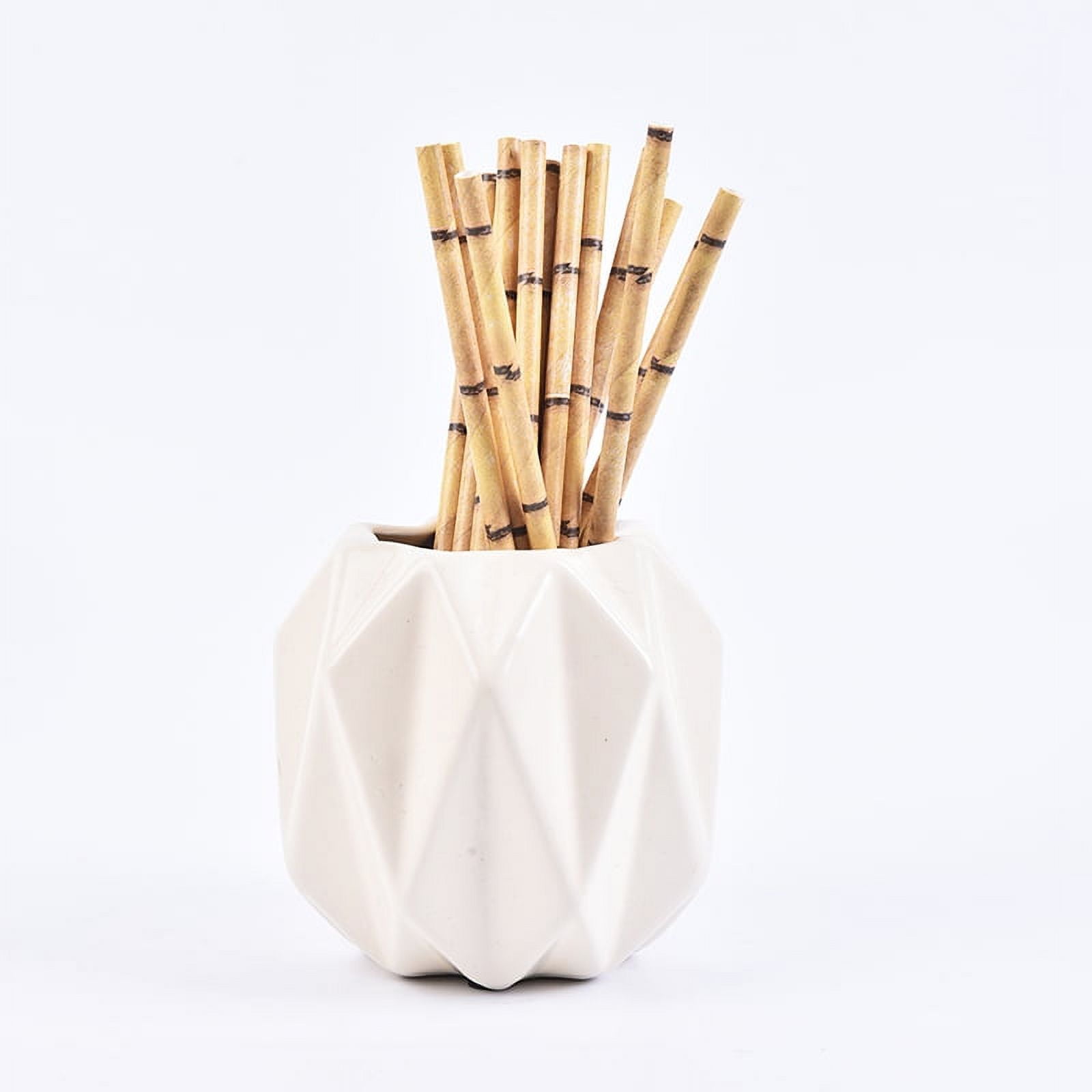 25pcs Paper Straws Bamboo Print Straws Hawaiian Jungle Tropical Bamboo ...