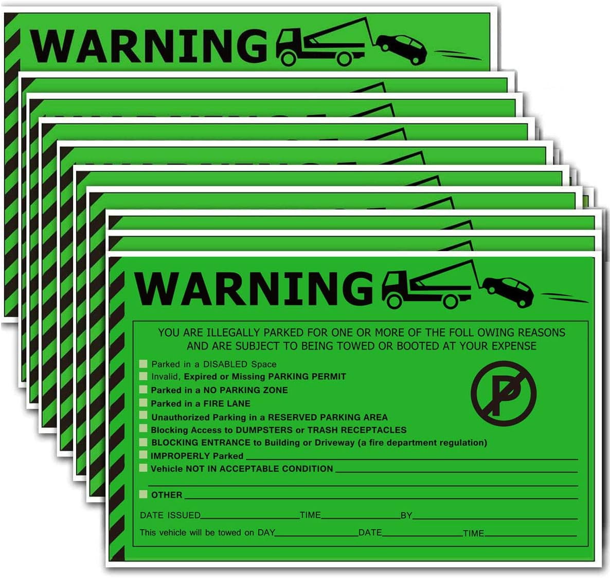 25pcs Parking Violation Stickers "You are Illegally Parked" Warning ...