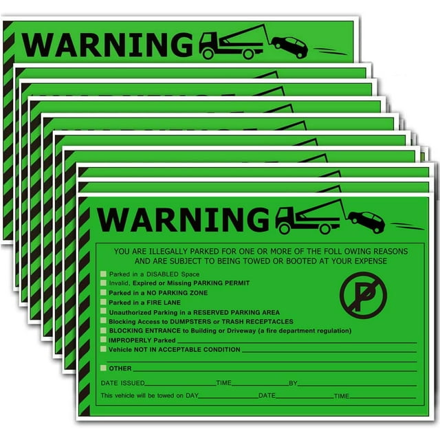 25pcs Parking Violation Stickers "You are Illegally Parked" Warning ...
