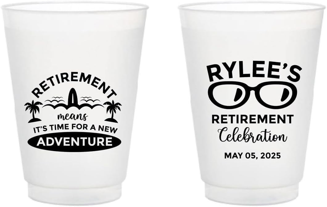 25pcs Personalized Frosted Plastic Cups, Retirement Party Frosted Cups ...