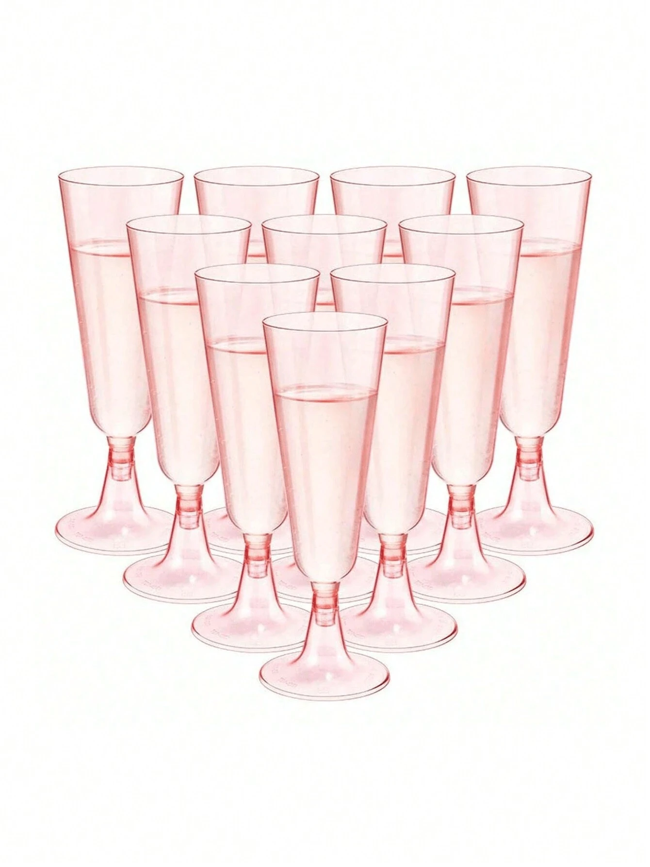 25pcs Pink Plastic Champagne Flutes, 5oz/150ml-160ml Clear Plastic ...