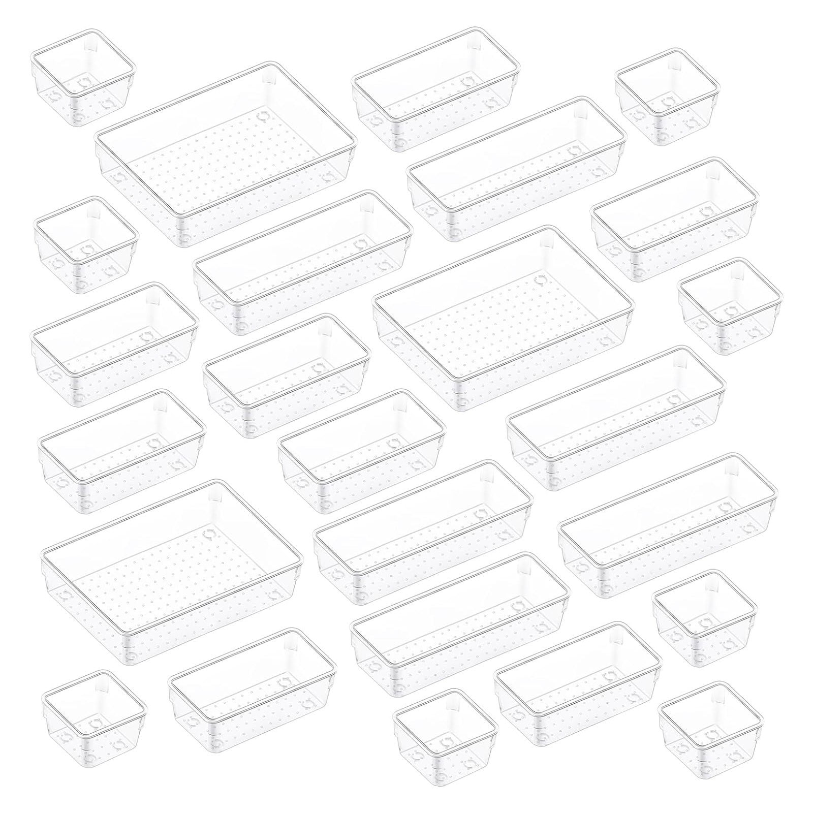 25pcs Plastic Drawer Storage Box, 4 Sizes of Transparent Drawer ...
