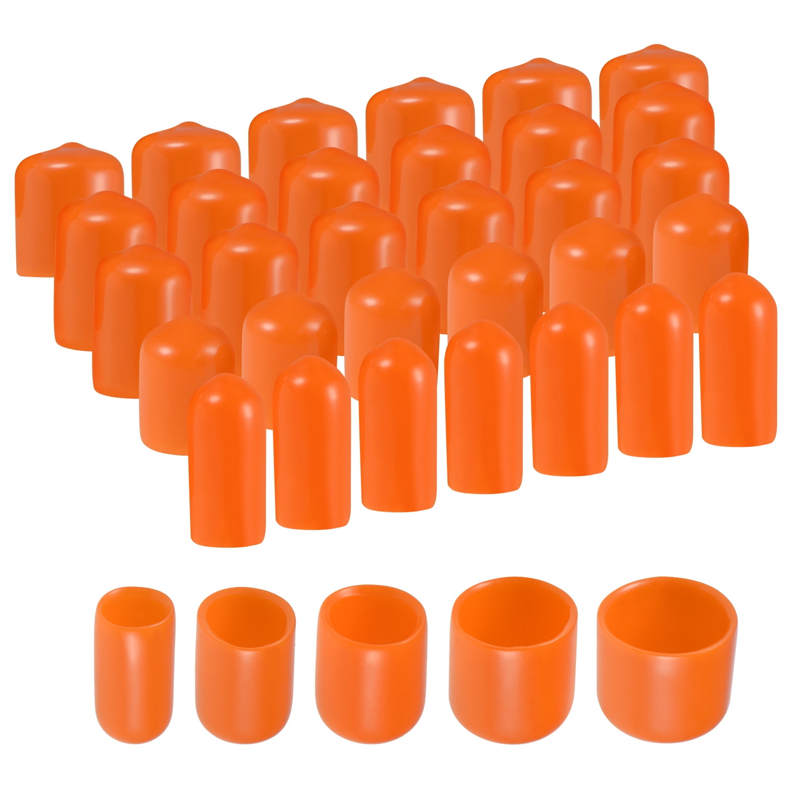 25pcs Round Rubber End Caps 1/4" 3/8" 1/2" 3/4" 7/8" Orange Vinyl Cover ...
