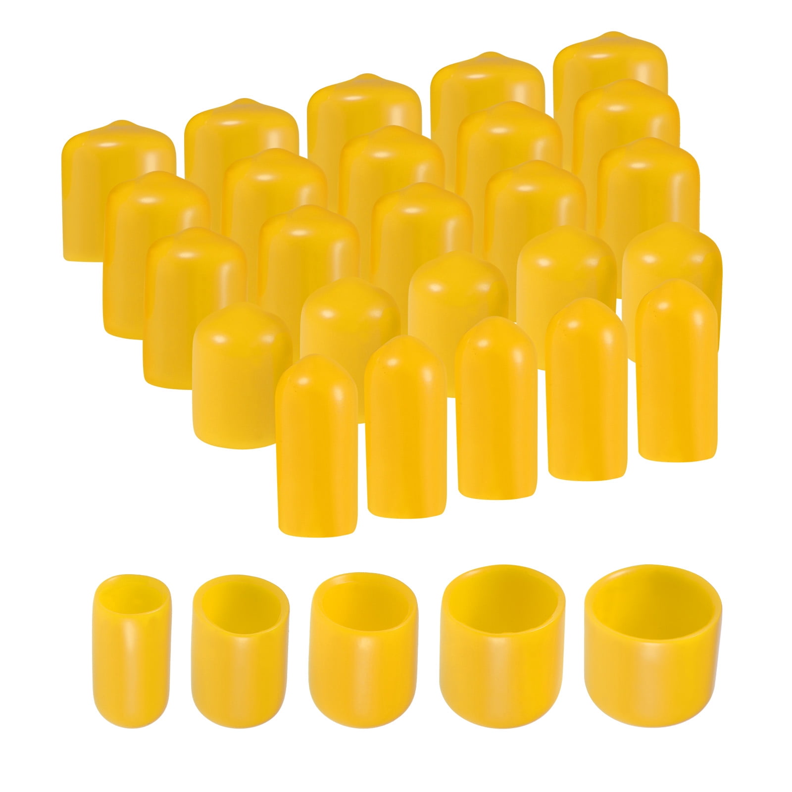 25pcs Round Rubber End Caps 1/4" 3/8" 1/2" 3/4" 7/8" Yellow Vinyl Cover ...