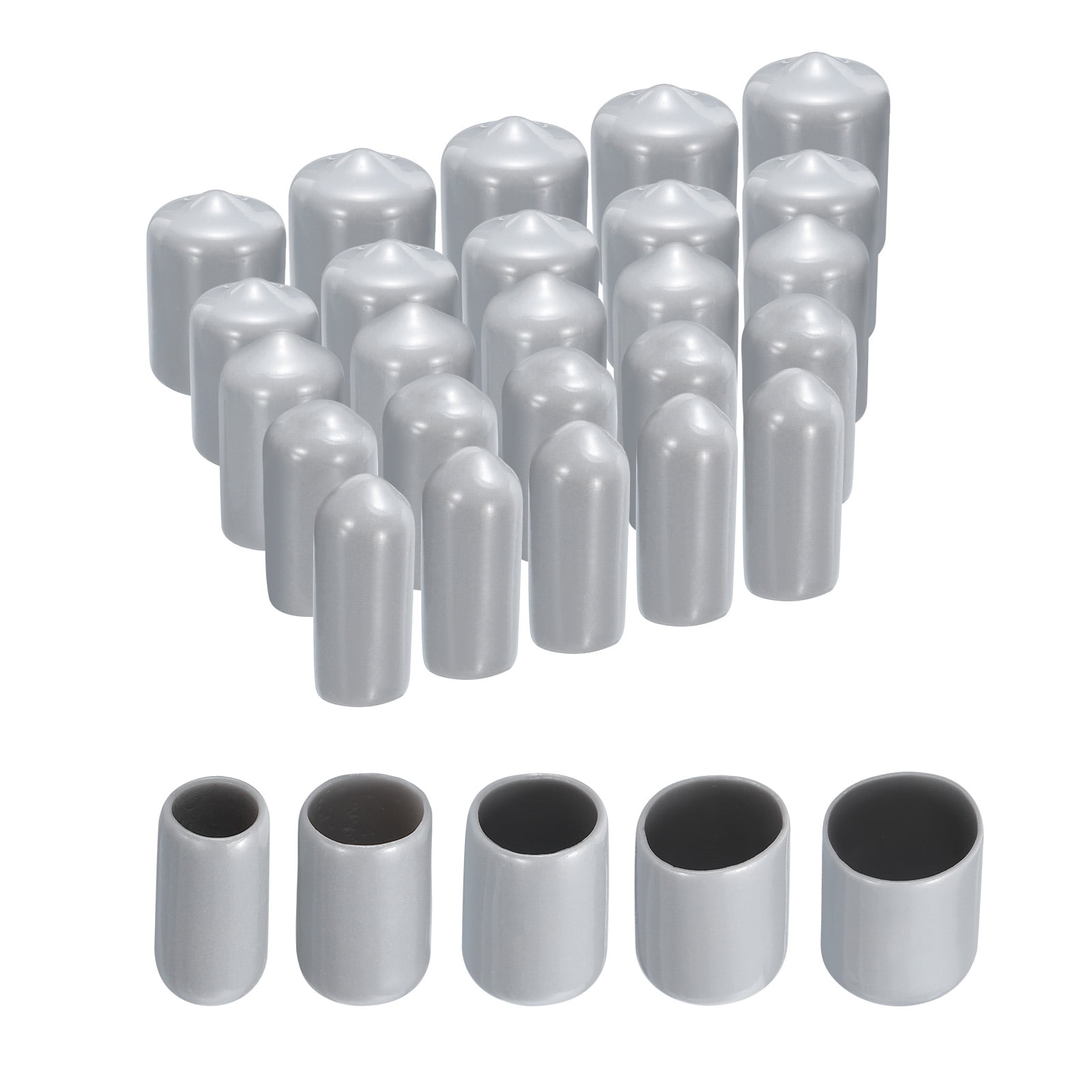 Uxcell 25Pcs Round Rubber End Caps 1/4" 3/8" 1/2" 5/8" 3/4" Grey Vinyl ...