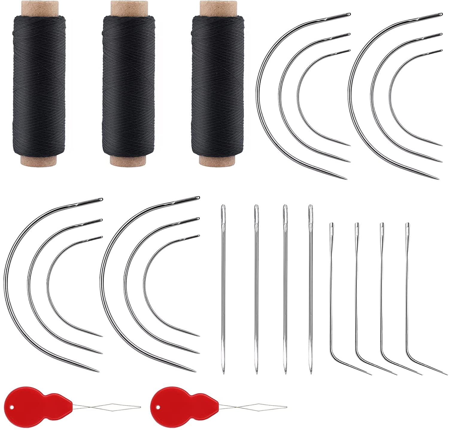 25pcs Sewing Needles and Thread Set, Curved Needles Black Thread and ...