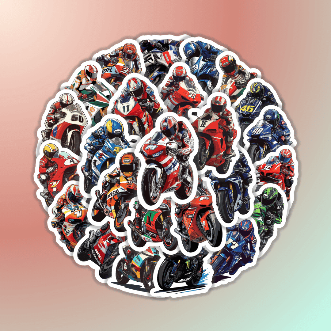 25pcs Sport Motorcycle Sticker Set, Racing Theme Design, Oil Painting ...