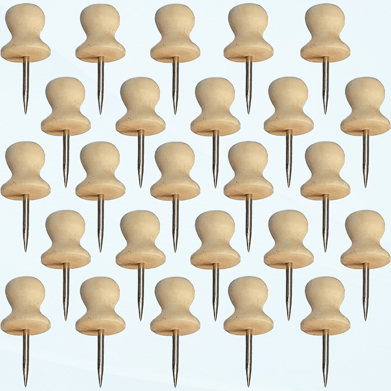 25pcs Standard Push Pins Steel Point and Wooden Used for Cork Board or ...