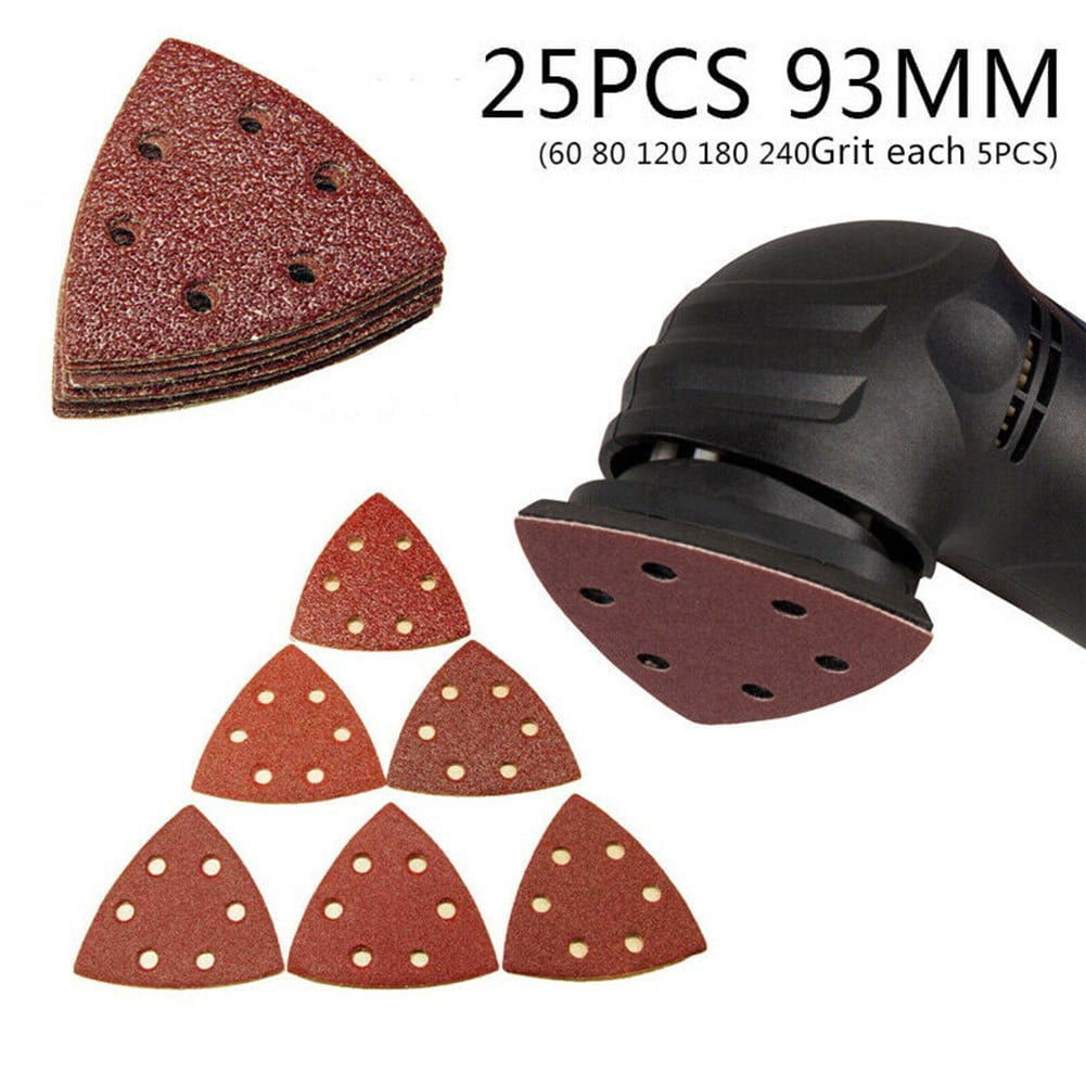 25pcs Triangle Sanding Pads,93mm Oscillating Multi-Tool Sandpaper Set ...