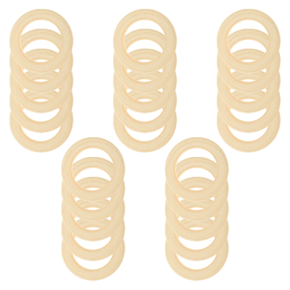 25pcs Unfinished Wooden Rings Wood Circles Macrame Wooden Ring Curtain ...