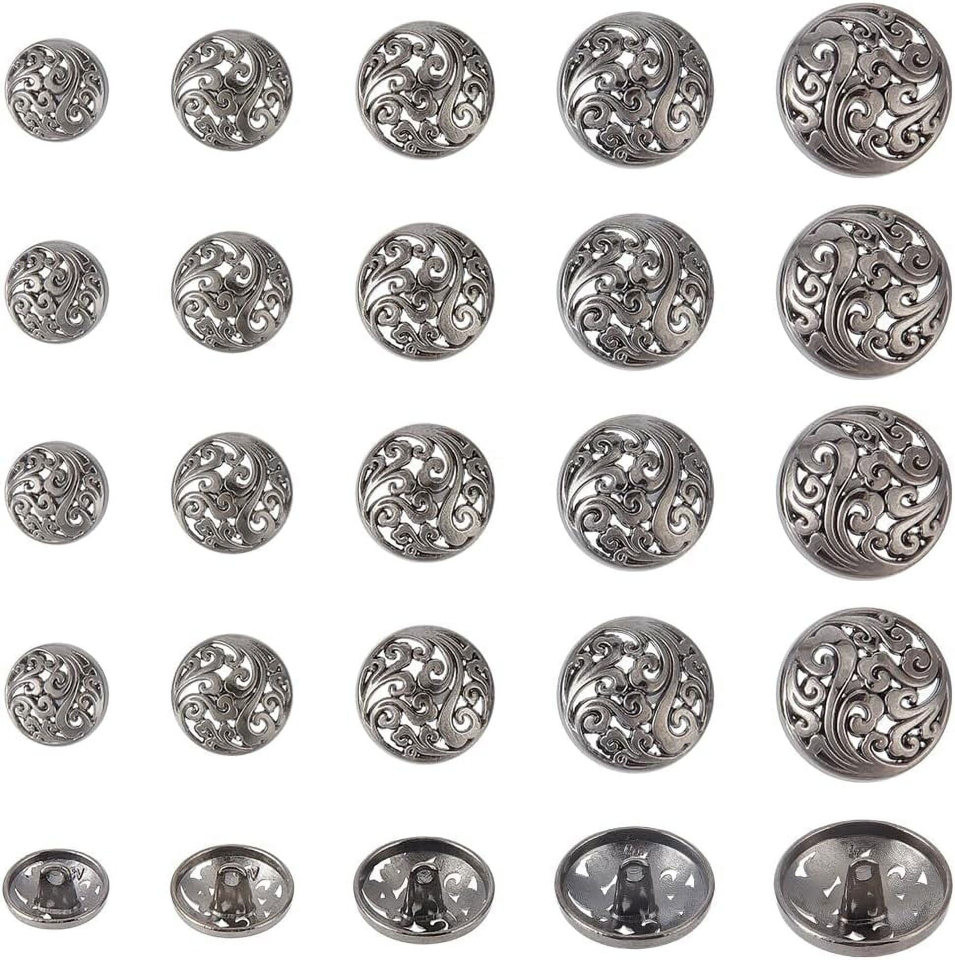 25pcs Vintage Shank Buttons 15mm 17.5mm 20mm 22.5mm 25mm Round Metal ...