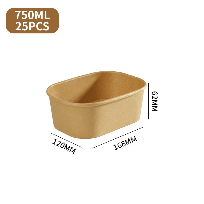25pcs/set Disposable Lunch Box Kraft Paper Square Lunch Box Fast Food ...