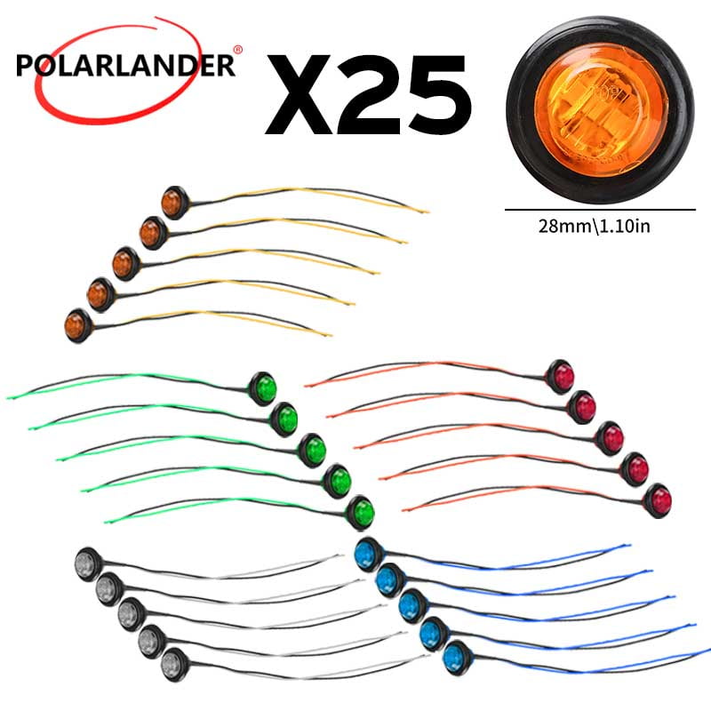25pcs (yellow5+green5+white5+red5+blue5) 24V 3LED 3-4In round crystal ...