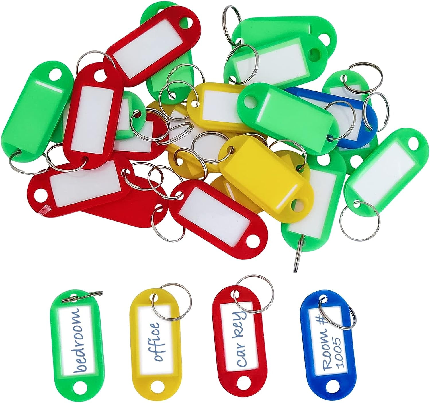 25pk Plastic Key Tags with Key Ring & Label, Assorted Colours - Key ...