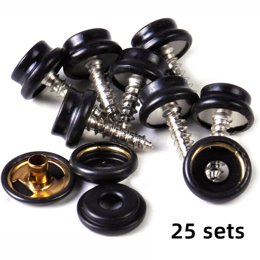 25set Black Fastener Screw Snaps Canvas Tent Canopy Snap Stud Cap Boat ...