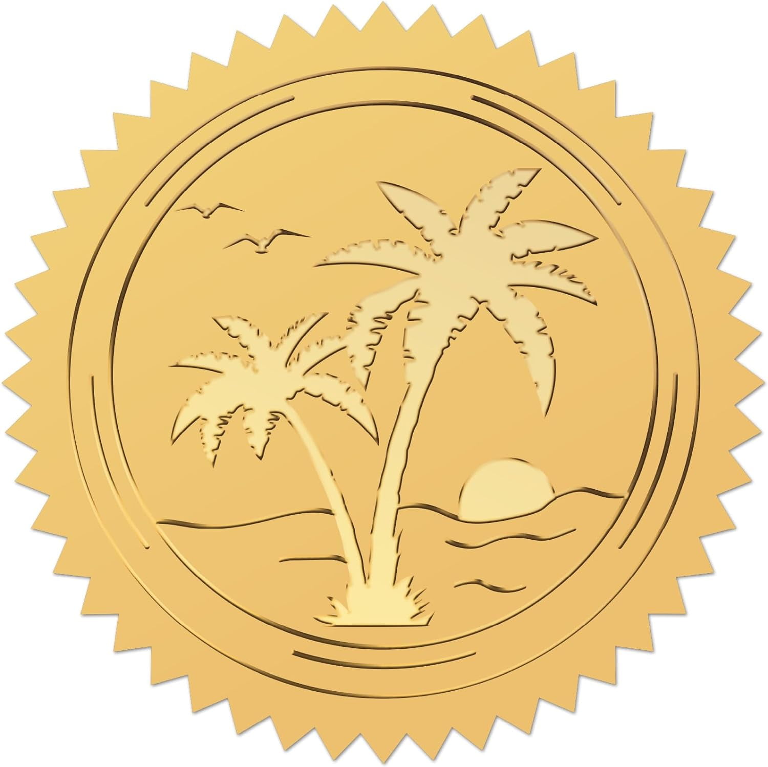 25sheets Coconut Palm Tree Gold Envelopes Stickers 2" Sea Seagulls ...