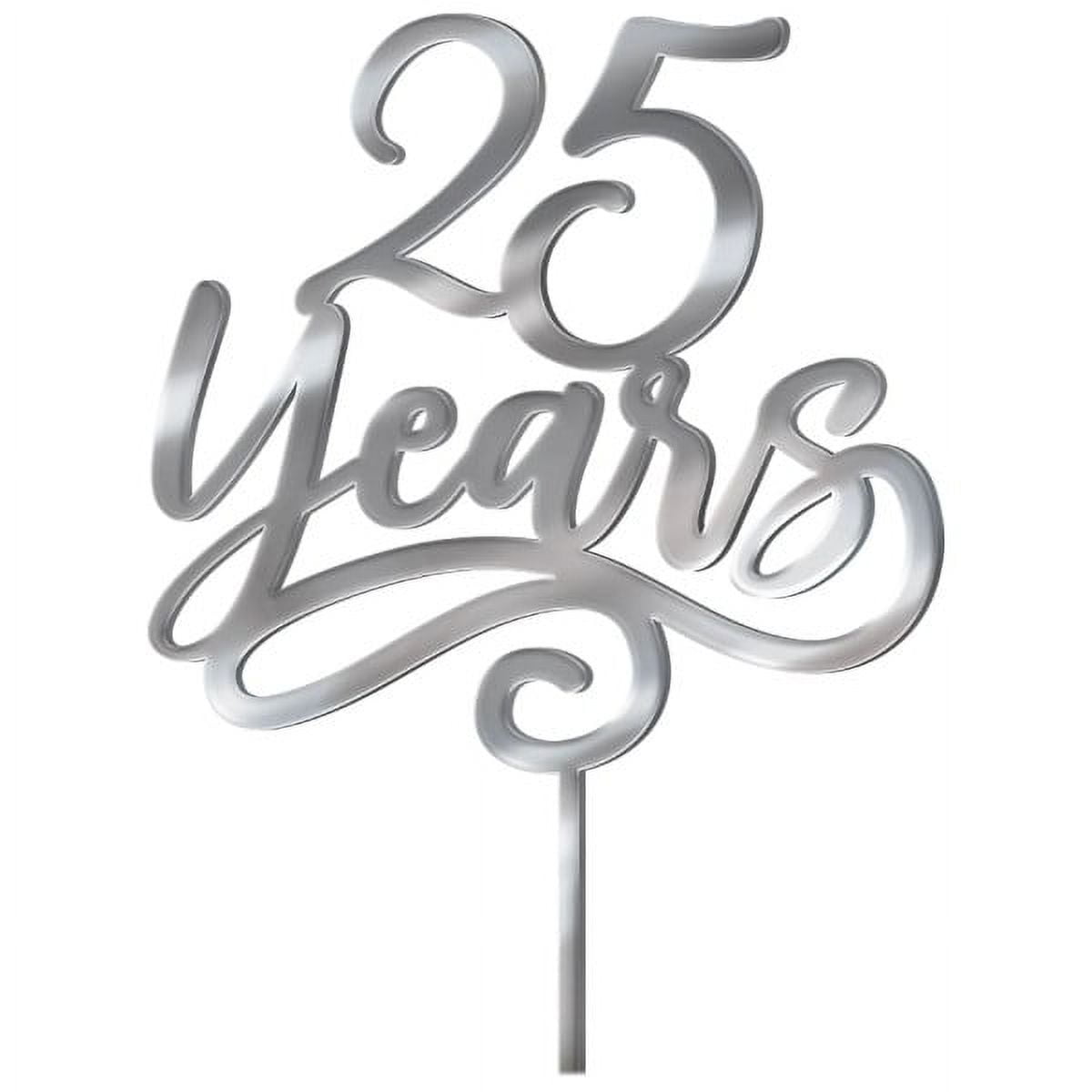 25th Anniversary Silver Mirrored Cake Topper, by Various - Walmart.com