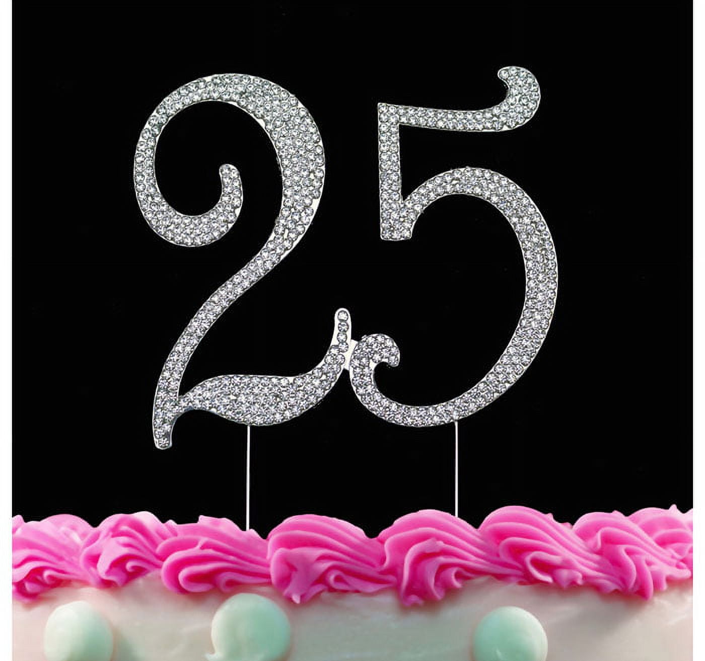 25th Birthday Cake Topper with Sparkling Crystals Bling Birthday Cake ...