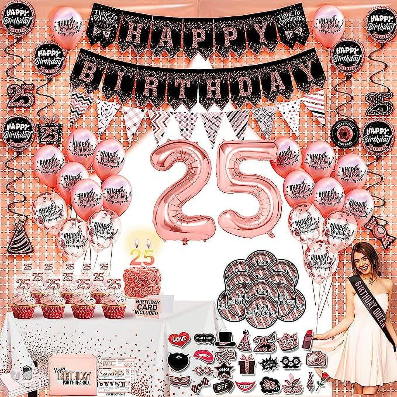 25th Birthday Decorations For Women -104pk Rose Gold Pink Party ...