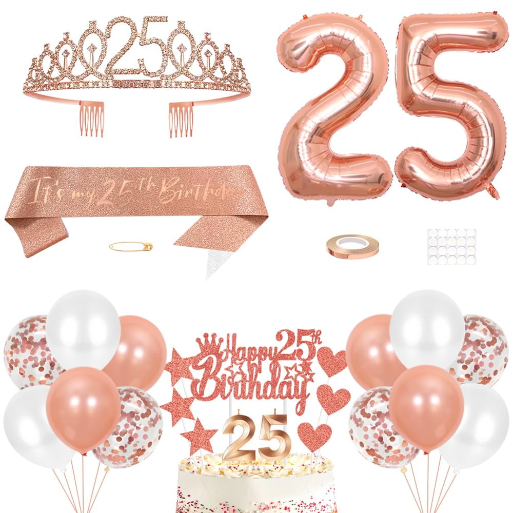 25th Birthday Decorations Princess Crown Queen Tiara It's My 25th ...